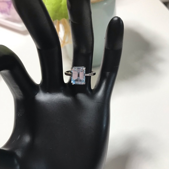 Jewelry | Beautiful Princess Cut Cz Blue Ice Stone | Poshmark